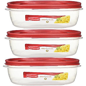 Utensilux Rubbermaid Food Storage Containers Nine Cup Food Storage Containers 7 Peice Set, Easy Find Lids, 3 Containers, 3 Lids Chalk Pen And Chalk Labels