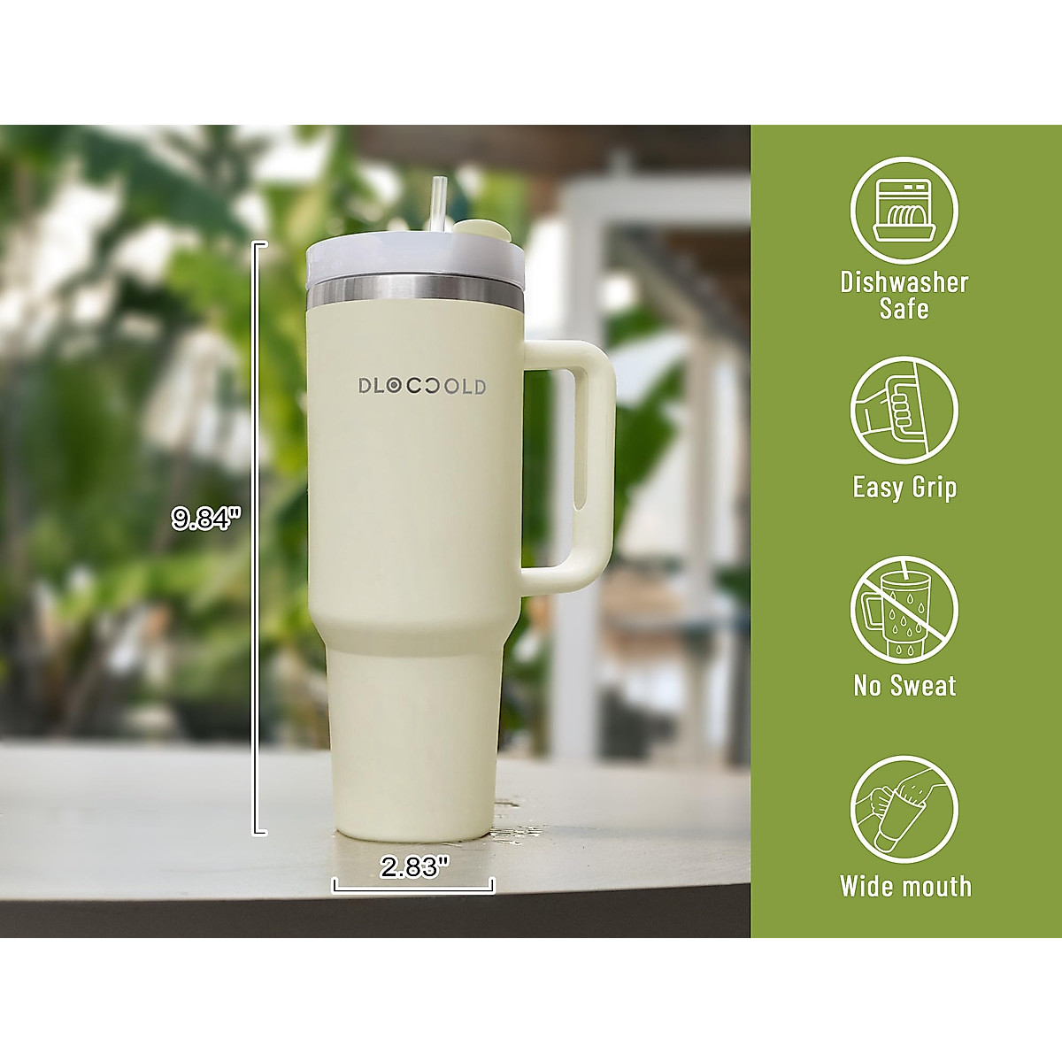 DLOCCOLD 30 oz Stainless Steel Tumbler with Handle, Insulated Tumbler With Lid & Straw, Travel Mug Cup Holder Friendly, Reusable Large Tumbler for for Water, Iced Tea or Coffee, Gift for Men Women