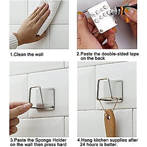 ROYALSAFE Sponge Holders for Kitchen Sink, Upgrade 2 Pack Quick Drying Adhesive Sponge Holder Sink Caddy for Kitchen Accessories, SUS304 Stainless Steel Rust Proof Waterproof