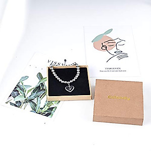 Estendly Initial Heart Charm Bracelets for Kids 6mm Stainless Steel Beaded Delicate Letters C Bracelet Jewelry Birthday Gift for Sister