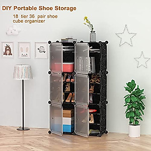 Anenz Shoe Rack Storage Organizer Shelf shoes Cabinet 36 Pair shoe Racks for Closet Shoe Shelves Closet Entryway ,Black Free Standing Show Shelf With Doors for Entryway,Hallway Bedroom