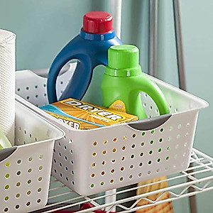 Sterilite 16268006 Large Ultra Basket, White Basket w/Titanium Inserts, 6-Pack