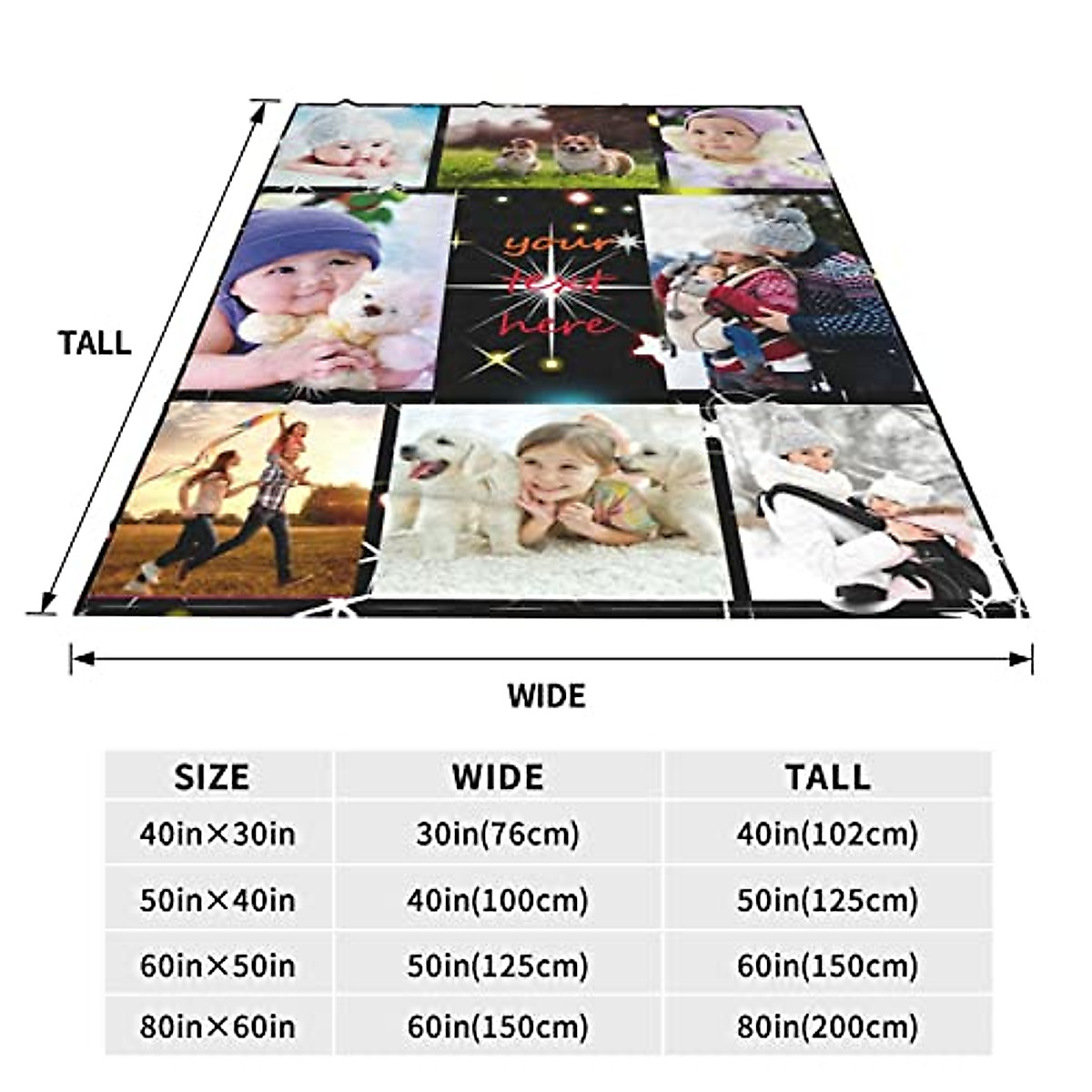 Hiffey Custom Blanket with Text Picture Customized Throw Blankets, Birthday Anniversary Wedding Gifts Personalized for Dad, Mom, Kids, Dogs, Friends Or Couples Photo 30"×40"