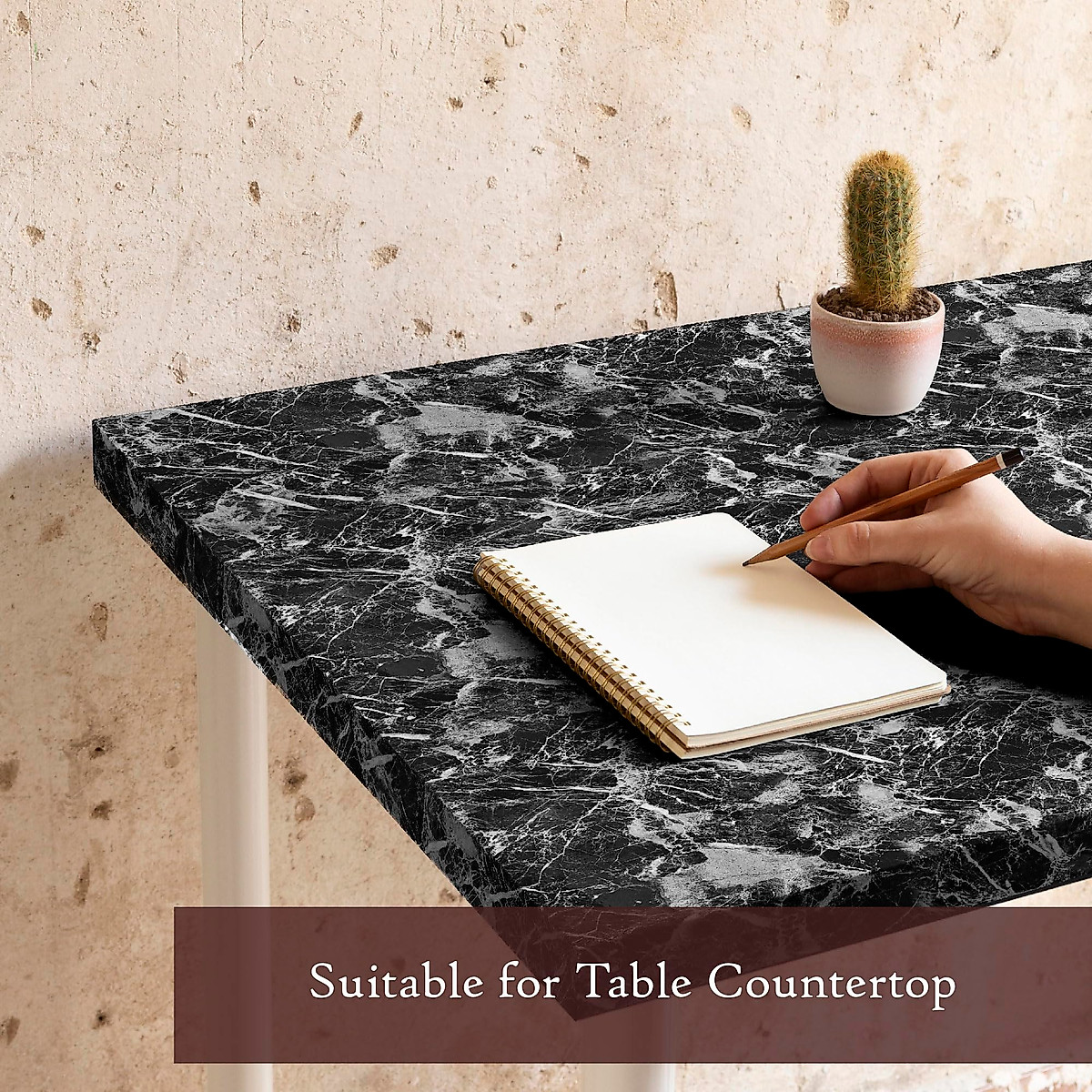 Very Berry Sticker Black Granite Countertop Wallpaper (24" x 118", Black) Waterproof Contact Paper Sticker Pull and Stick for Bathroom Kitchen