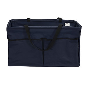 Household Essentials Blue Krush Canvas Utility Tote with Pockets | Reusable Grocery Bag Black Trim