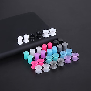 Jusway Plugs and Tunnels for Ear Lobe Ear Gauge Silicone Ear Plugs Ear Piercings Plugs Size 0 Gauges(32PCS)