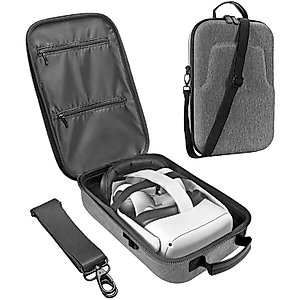 Spiido [2023 Upgrade] Hard Travel Case for Oculus Quest 2 /Oculus Quest VR Gaming Headset and Controllers Accessories Waterproof Shockproof Carrying Case (Gray)