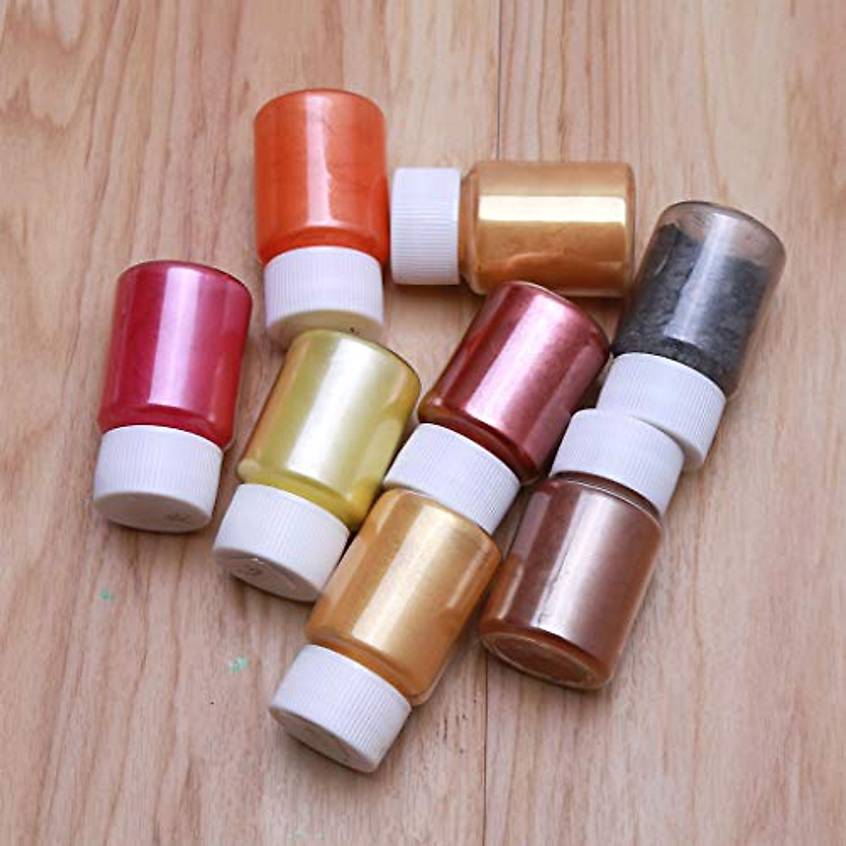 Cherjoury 8 Colors Pigments Brilliant Mica Powder Kit Epoxy Resin Colorant Makeup Bath Bomb Soap Candle Making Powder Pigment Kitset C