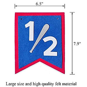 Felt Baseball 1/2 Way To First Banner Half Way To First Banner, Baseball Halfway First Banner for 1/2 Way To First Baseball Theme Birthday Party Decorations
