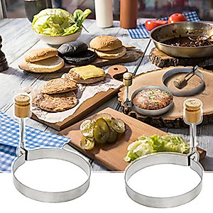 Egg Poacher Rings Stainless Steel Set of 2 - Make Cooking Perfect Pancakes Burgers Omelettes Benedict Eggs Fried Like a Master Chef with The Surgical Steel Egg Cooker Round Molds by Perfect Life Ideas