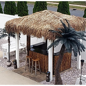 DIOB Palm Thatch Rolls Thatch Roofing Fireproof Straw Thatched for Tiki Hut Bar Gazebo Party (Size : 0.5x3m(1.64x9.8ft))