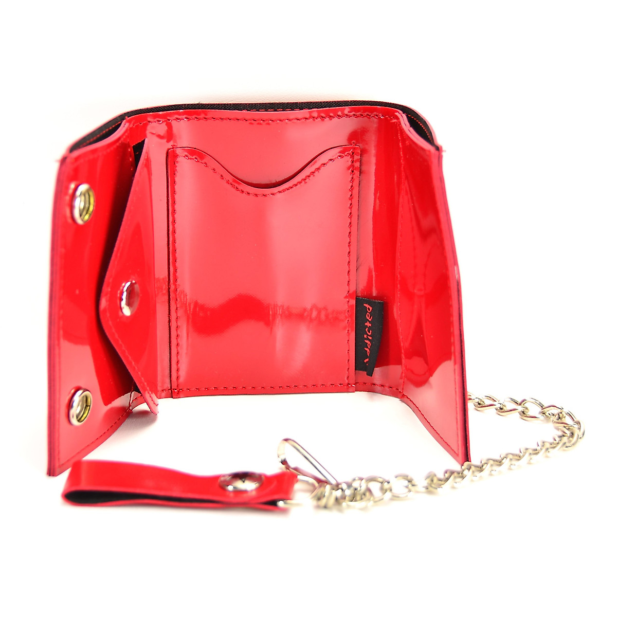 Fishnet Fetish Tri-fold Bikers Wallet with 16" Chain Red