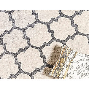 Unique Loom Trellis Collection Modern Morroccan Inspired with Lattice Design Area Rug, Rectangular 4' 1" x 6' 1", Beige and Gray/Gray