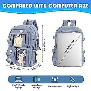 Kawaii Backpack, Cute Aesthetic Backpacks for Teen Girls, Large Capacity Kawaii Laptop Backpack with Cute Pin Pendant Accessories Travel Bag