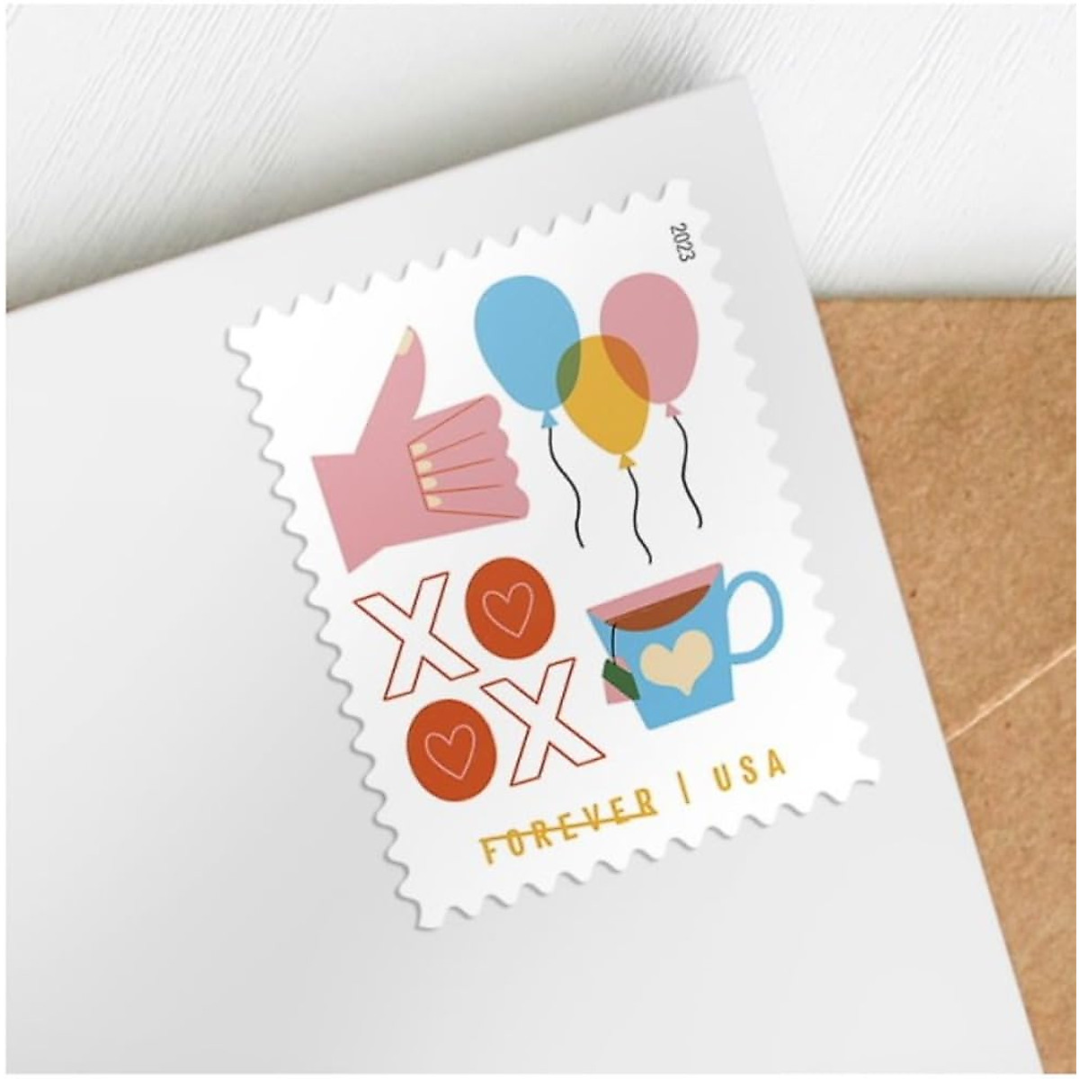 Thinking of You (Sheet of 20) Postage Forever Stamp US First Class Letter Card Flower Stickers Birthday Anniversary Wedding Celebrate 2023 Scott #5803-5807
