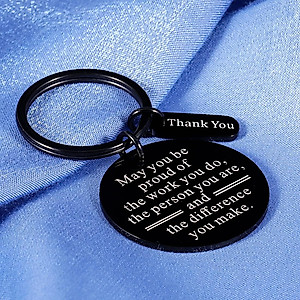Lucullan Lepole Keychain - Thank You Gifts for Coworkers & Employees - Valentine & Farewell Gifts for Women & Men - Engraved Stainless Steel Keychain with Sentimental Quotes - Black