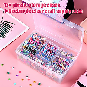 Chemlliy 2 Pack Bead Organizers Box Clear Mini Plastic Bead Storage Containers Transparent 13 Pieces Storage Box with Lid