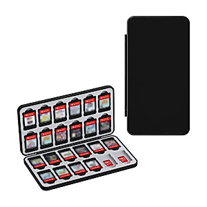 JINGDU 24-Slot Switch Game Card Case Compatible with Nintendo Switch Games & micro SD Cards, Portable Games Holder Organizer Suitable for Switch, Lite & OLED Game Cards, Black