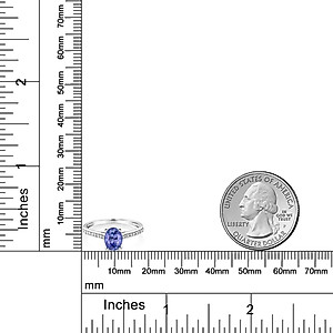 Gem Stone King 10K White Gold Gemstone Birthstone and White Diamond Engagement Ring | Oval 8X6MM | Wedding Anniversary Promise Ring For Women | Available In Size 5, 6, 7, 8, 9