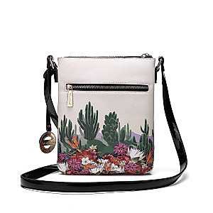 Frida Kahlo Cactus Collection Licensed Cross Body Bag (Beige/Black)