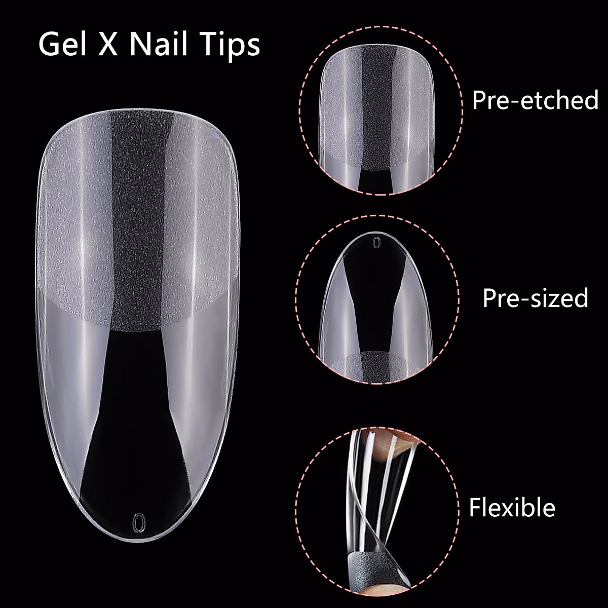 LoveOurHome 600pc Gel Nail Tips Clear Oval Almond Fake Nails Full Cover Artificial False Fingernails for Gel Manicure Extension/Acrylic Nail Design Press on Nail Making
