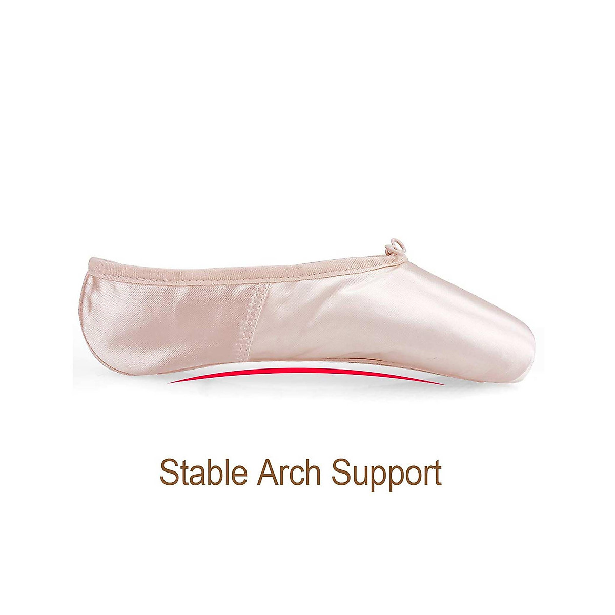 Daydance Women's Pointe Shoes Pink Ribbon Ballerina Ballet Shoes with Silicone Toe Pads (Light Pink, 7)