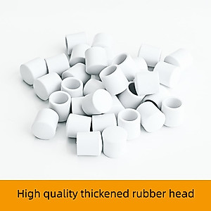 24 Pcs Premium Rubber Door Stop Stud Replacement Tips – Doorstopper Bumpers, Springe Hinge End Caps for Wall & Floor Protection – Universal Size (White)