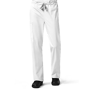 WonderWink Petite-Plus-Size Drawstring Cargo Pant - Short Pants, white, Large Short