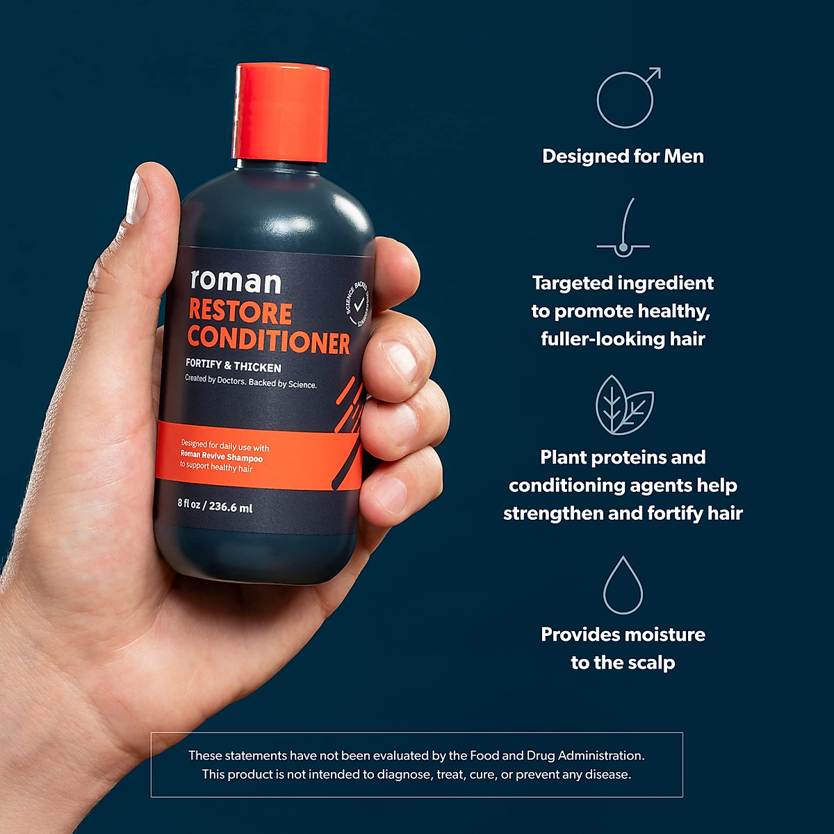 ROMAN Men's Restore Conditioner with Ingredients to Fortify and Moisturize Hair | With Plant Proteins, Coconut Oil, and Shea Butter | Made Without Parabens or Phthalates | 8 fl oz