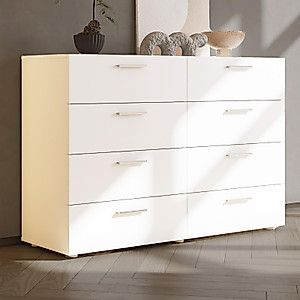 Karl home 8 Drawer Dresser for Bedroom, Wood Black Dresser Chest of Drawers, Bedroom Dresser TV Stand, Large Dresser Storage Chest with Deep Drawers, Bedroom Furniture, 47.2" X 15.7" X 31.5"