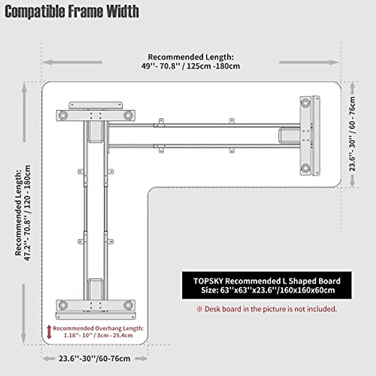 TOPSKY 3-Motor Electric Adjustable Standing and Sitting Computer Desk with 3 Legs for Home and Office 270lb Weight Capacity (Black Frame Only)
