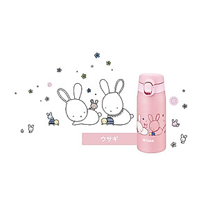 Tiger Water Bottle, 11.8 fl oz (350 ml), Kameichido, Mug, Stainless Steel Bottle, One-Touch, Lightweight, Rabbit MCT-A035P