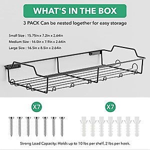 Fairpeak Wall Hat Racks for Baseball Caps, Each Metal Hat Organizer Fit 20 Caps, Sturdy Wall Mounted Hat Storage, for Hanger & Room Closet Display, Fits All Caps Shelves, for all walls, 3 Pack, Black