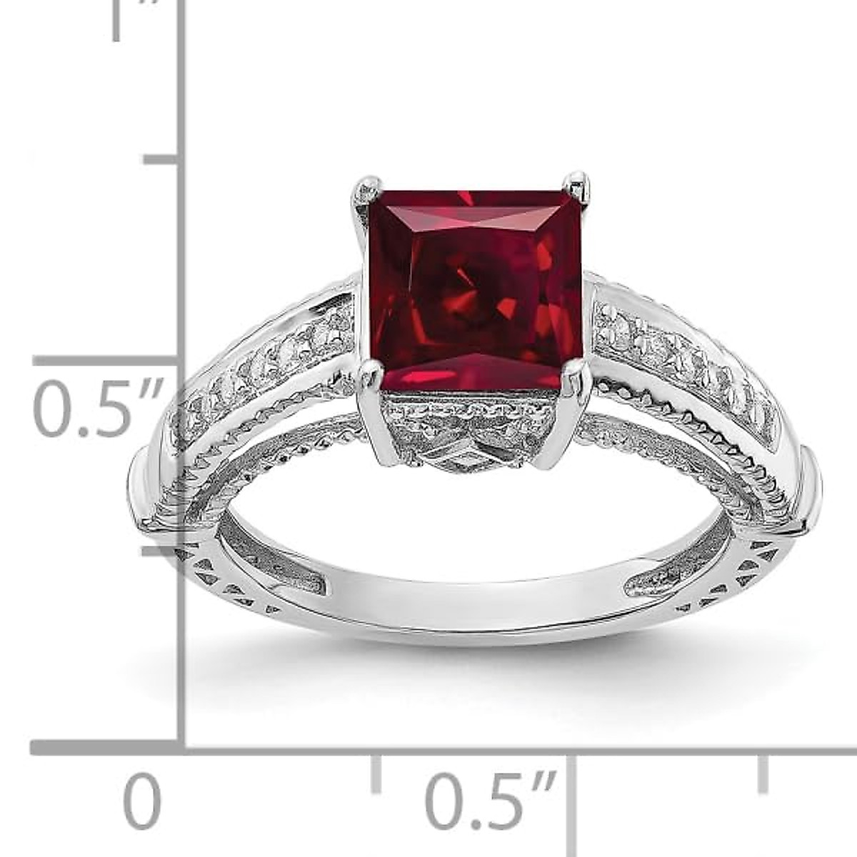 IceCarats 925 Sterling Silver Synthetic Red Ruby Cubic Zirconia CZ Ring July Birthstone Jewelry Size 7