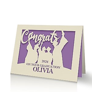 EDSG Personalized Graduation Cards Congratulations Grad Gift Graduation Decorations Supplies Laser Paper Cut with Any Name & Date for Him Her Son Daughter Brother Friend (Purple)