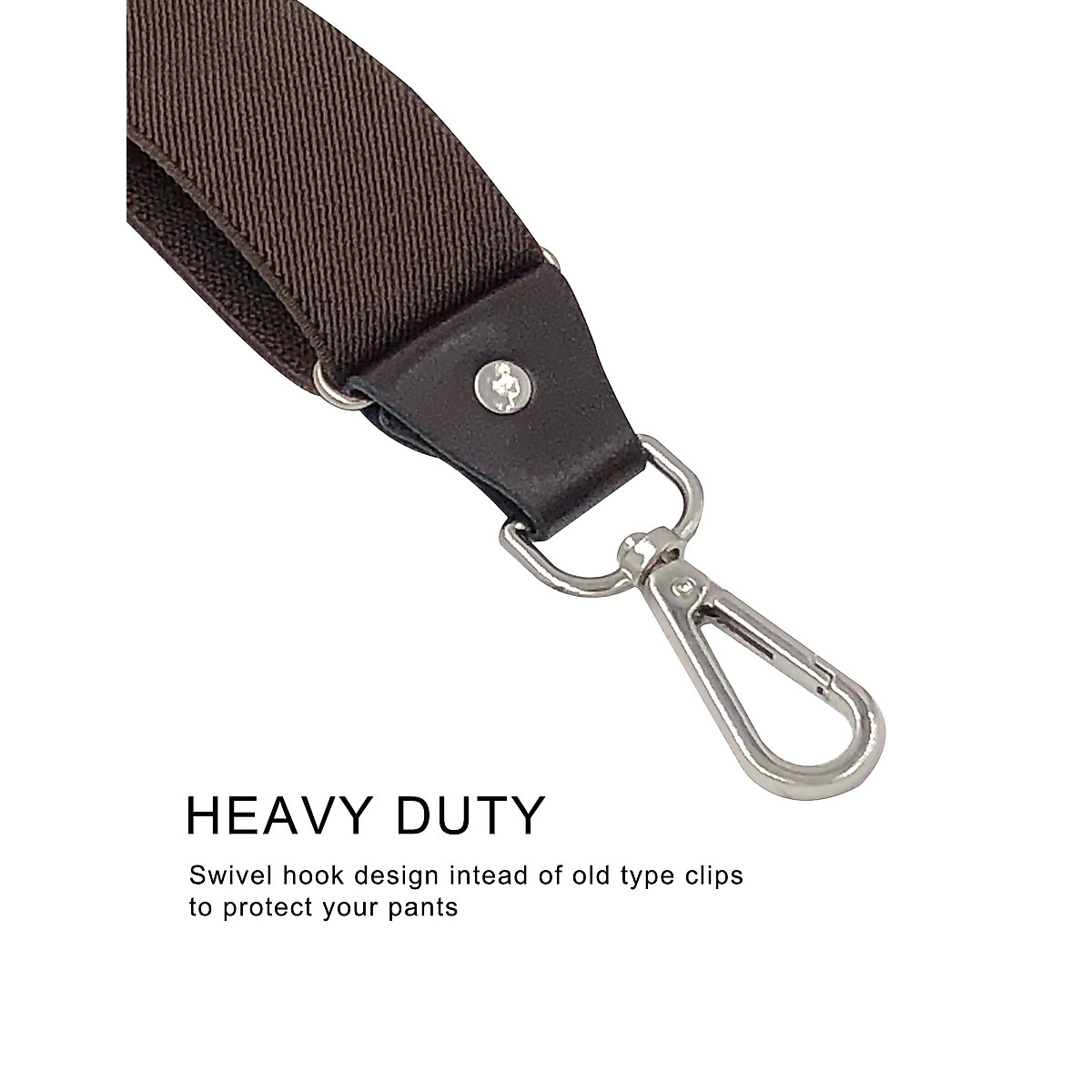 Men's Suspenders with Swivel Hooks and Elastic Straps Y-back, for Heavy Duty, Big and Tall (Coffee)