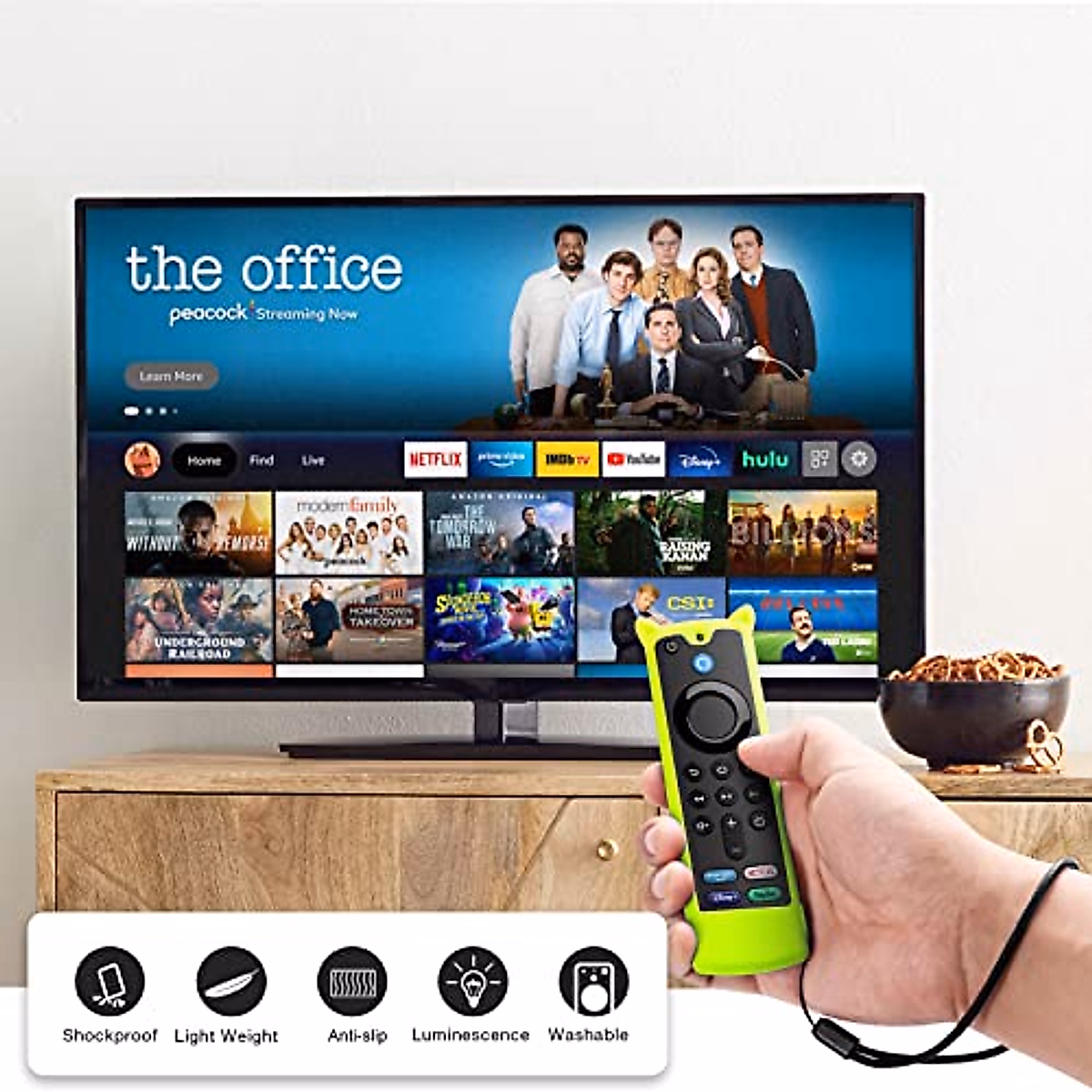 (3 Pack) Fire Stick Remote Cover 3rd Gen with Alexa Voice Remote 4K/4K Max,Firestick Remote Case Glow in The Dark,Anti Slip Silicone Protective Case with Lanyard