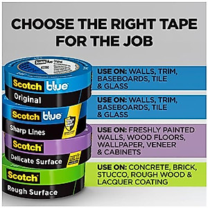 ScotchBlue Original Multi-Surface Painter's Tape, 0.94 Inches x 60 Yards, 12 Rolls, Blue, Paint Tape Protects Surfaces and Removes Easily, Multi-Surface Painting Tape for Indoor and Outdoor Use