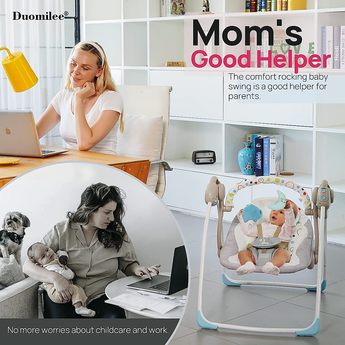 Baby Swings for Infants to Toddler, Electric Baby Swings for Newborn, Baby Swing with Intelligent Music Vibration Box, Portable Baby Swing Load Resistance: 6-25 lb, Applicable Object: 0-9 Months