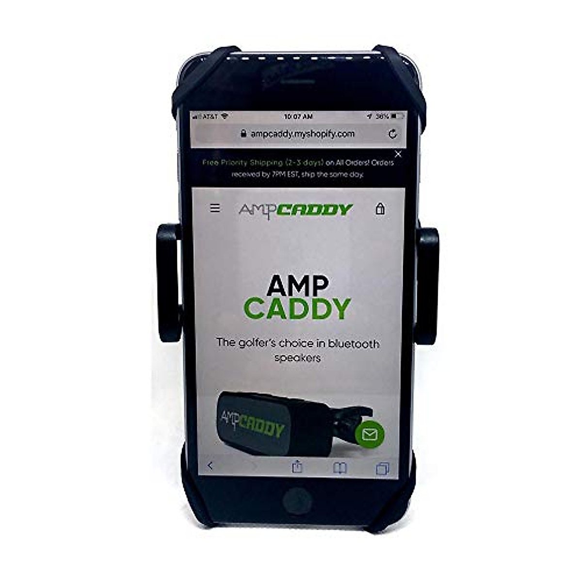 Ampcaddy Phone Holder with Clamp - Universal Cell Mount Holder for Bike, Boat, Car, Golf Cart and Stroller, fits iPhones, Samsung, Google, Motorola, LG, Lenovo Devices 4.1" - 6.2"