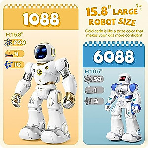 Ruko Smart Robot for Kids, Large Programmable Interactive STEM RC Robot, Voice Control and App Control, Gifts for Boys and Girls 4 5 6 7 8 9, Gold