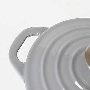 HAWOK Enameled Cast Iron Mini Dutch Oven,Dia5.51inch,23oz, Set of 2 Gray