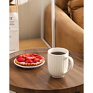 Hasense Ceramic Coffee Mug, 20 Oz Ceramic Coffee Cup with Handle, Modern Ribbed Design Tea Cup for Latte, Cocoa, Coffee, Thanksgiving, Christmas Gift, Dishwasher & Microwave Safe, White