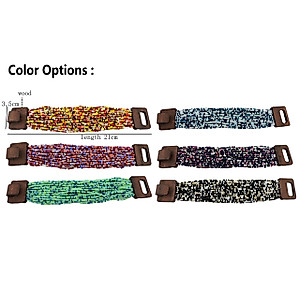 Coiris Wooden Beaded Bangle Bracelets for Women Boho Chunky Beaded Strand Bracelets Bohemian Summer Beach Bracelet Jewelry for Women (BR1167-pure black)