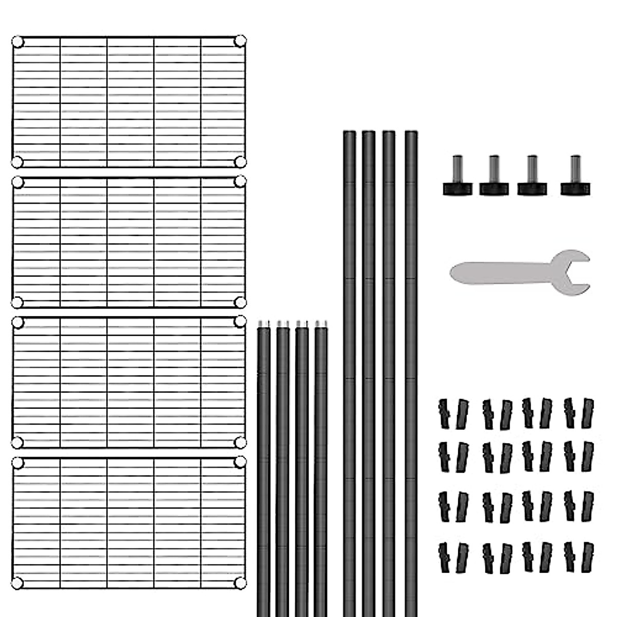 SINGAYE 4-Shelf Adjustable, Heavy Duty Storage Shelving Unit (350 lbs Loading Capacity per Shelf), Steel Organizer Wire Rack, Black (36" L x 14" W x 54" H)