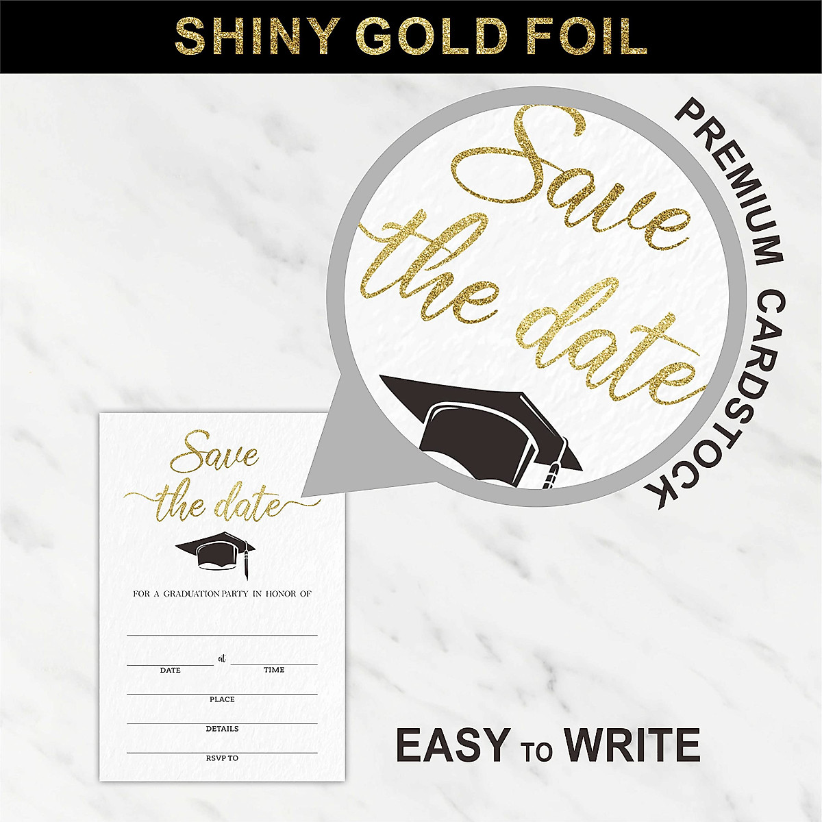 Save The Date Graduation Party Invitations With Envelopes(20 Pack), grad cap 2023 Grad Party Announcement Invite Cards For Him or Her, University Grad Celebration,Party Favors & Supplies-BYYQK-A04