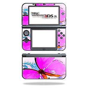 MightySkins Skin Compatible with New Nintendo 3DS XL (2015) Cover wrap Sticker Skins Pink Butterfly