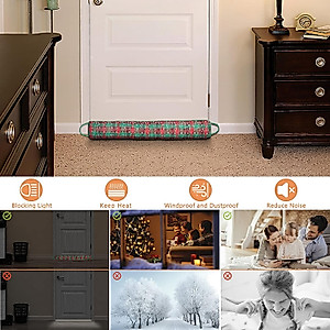 Triangle Under Door Draft Stopper Noise Blocker 30 Inches for Door Bottom Air Seal Insulation and Soundproof, Heavy Duty Weather Guard Snake Stripping, Tartan Check Green and Snowflake