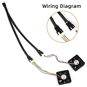 nutjam Black 4 Pin PWM Fan Splitter Cable,1 to 2 Converter, Fan Splitter Adapter for Desktop Computer CPU & Fan (2 Pack)