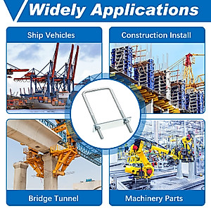 8 Sets Square U Bolts, Carbon Steel Zinc Plated U Clamp Bolt with Nuts and Frame Plates for Sailboat Trailers, Tube, Industrial Supplies, 3/8 x 3 x 7 Inches